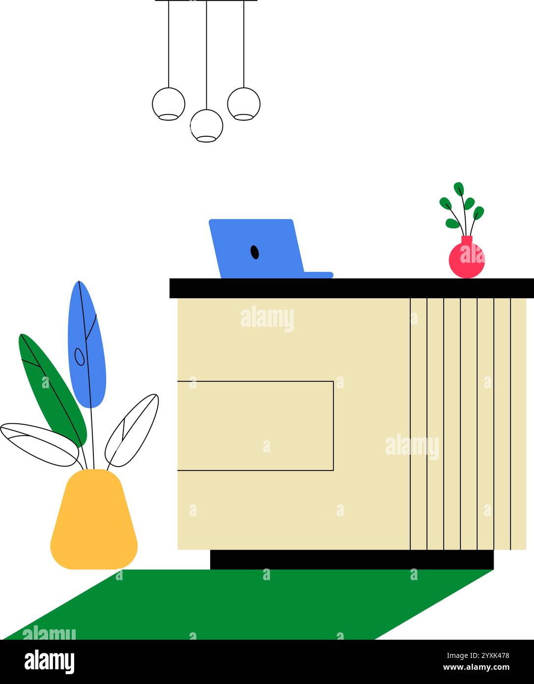 Reception Desk In Flat Vector Illustration Symbolizing Front Office ...