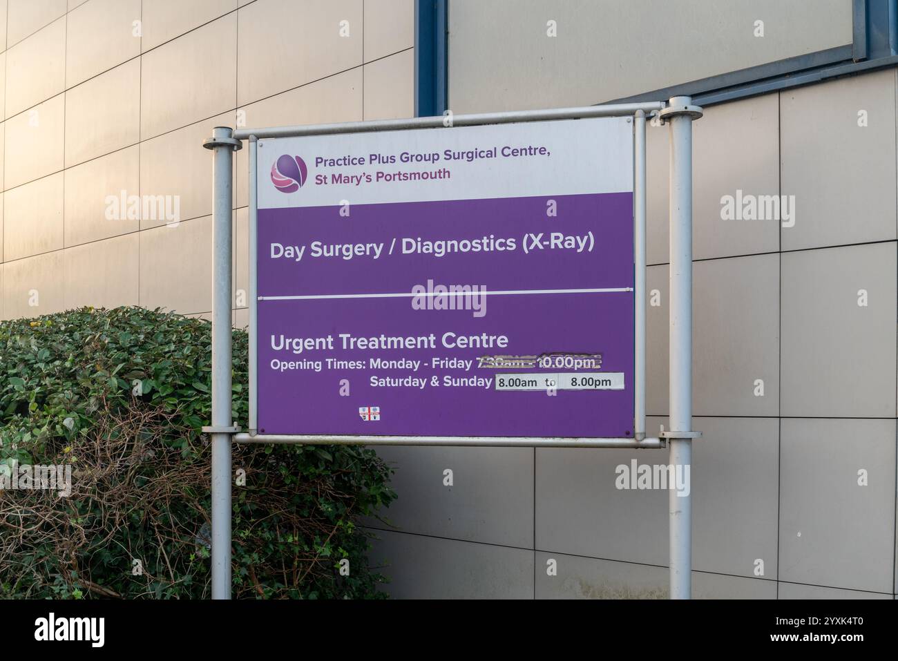 Sign for the day surgery and urgent treatment building in St Mary's ...