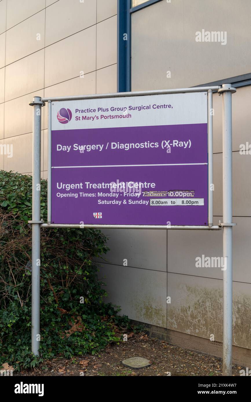 Sign for the day surgery and urgent treatment building in St Mary's ...
