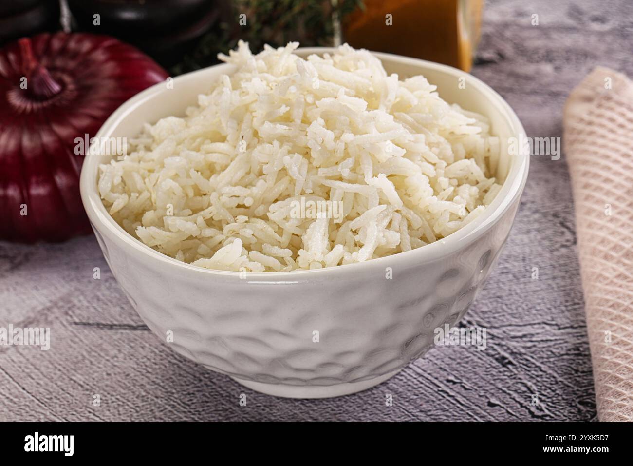 Indian cuisine Steamed basmati rice in the bowl Stock Photo - Alamy