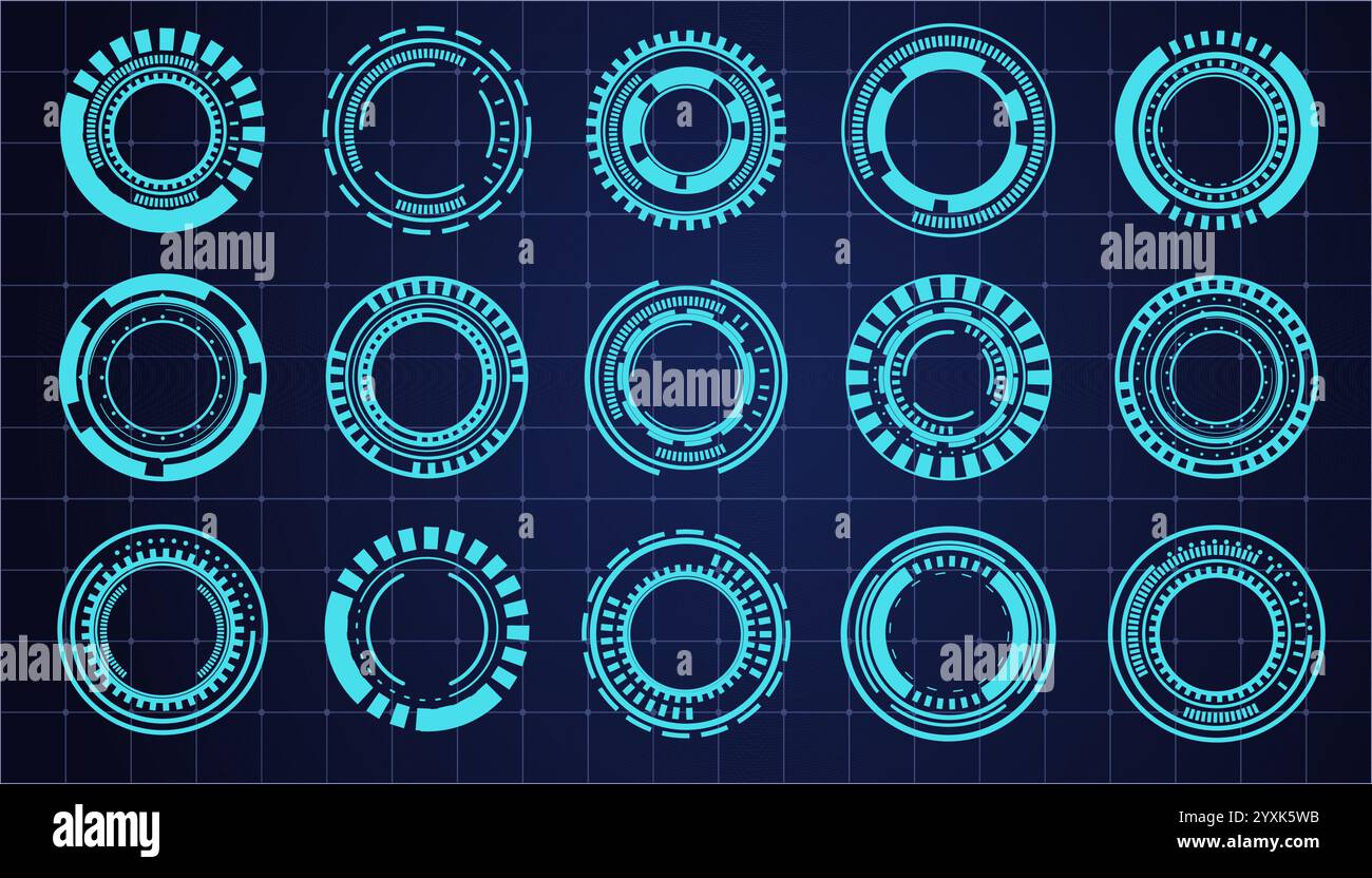 Hud aim pointer optical target, Futuristic focus range indicators ...