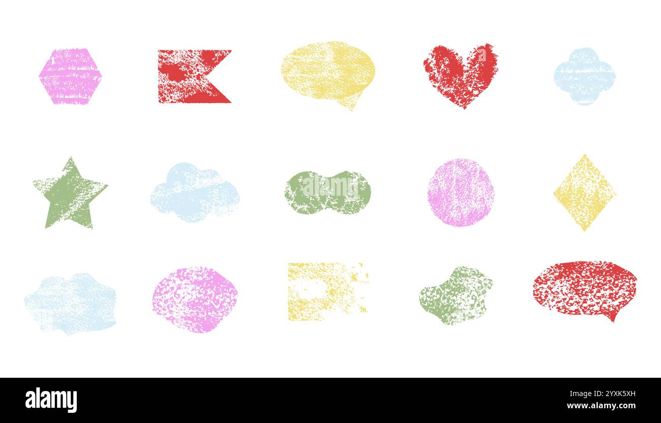 Crayon chalk frame simple border, chalk pastel drawing. Cute geometric ...