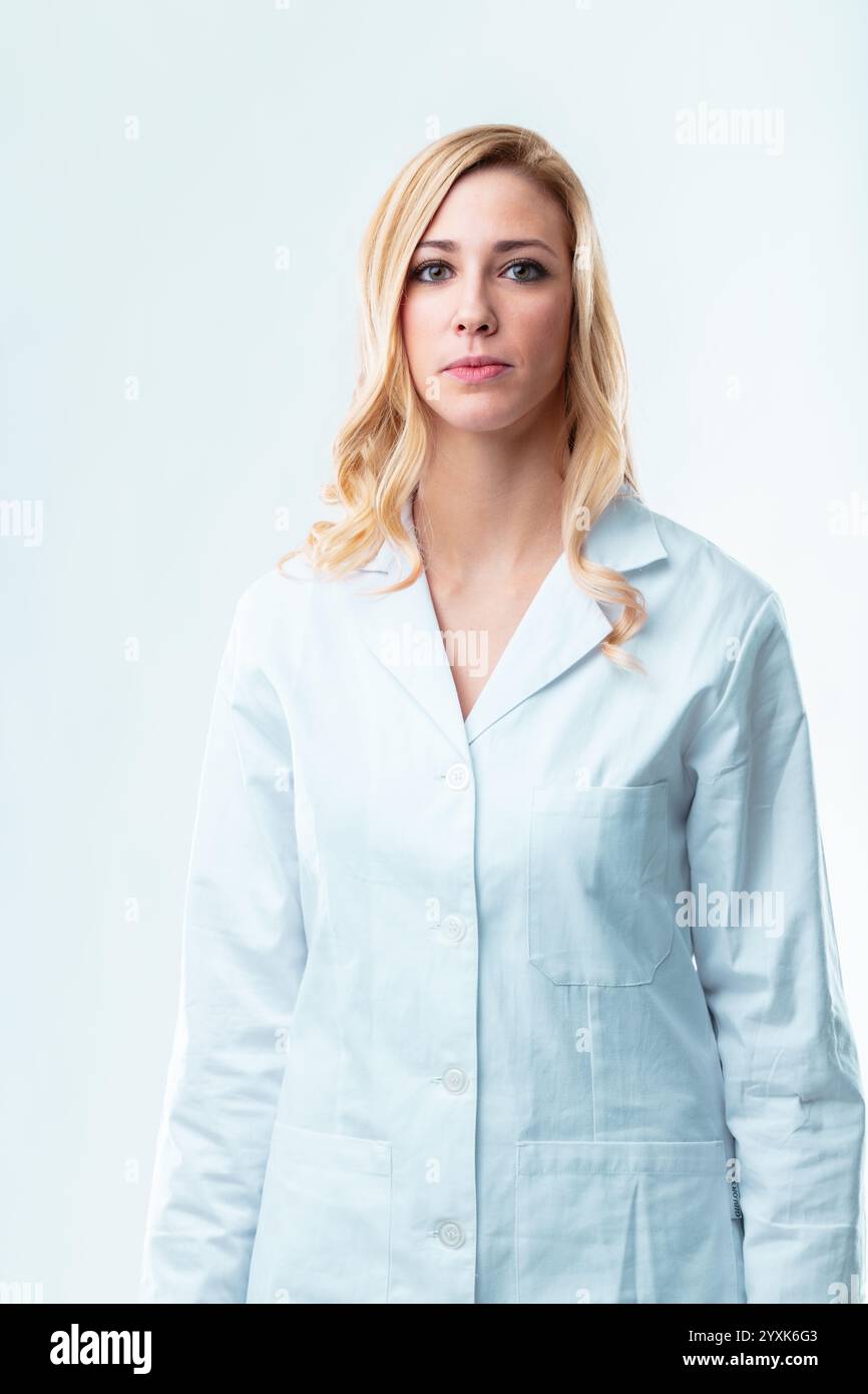 Skeptical young blonde scientist in hi-res stock photography and images ...