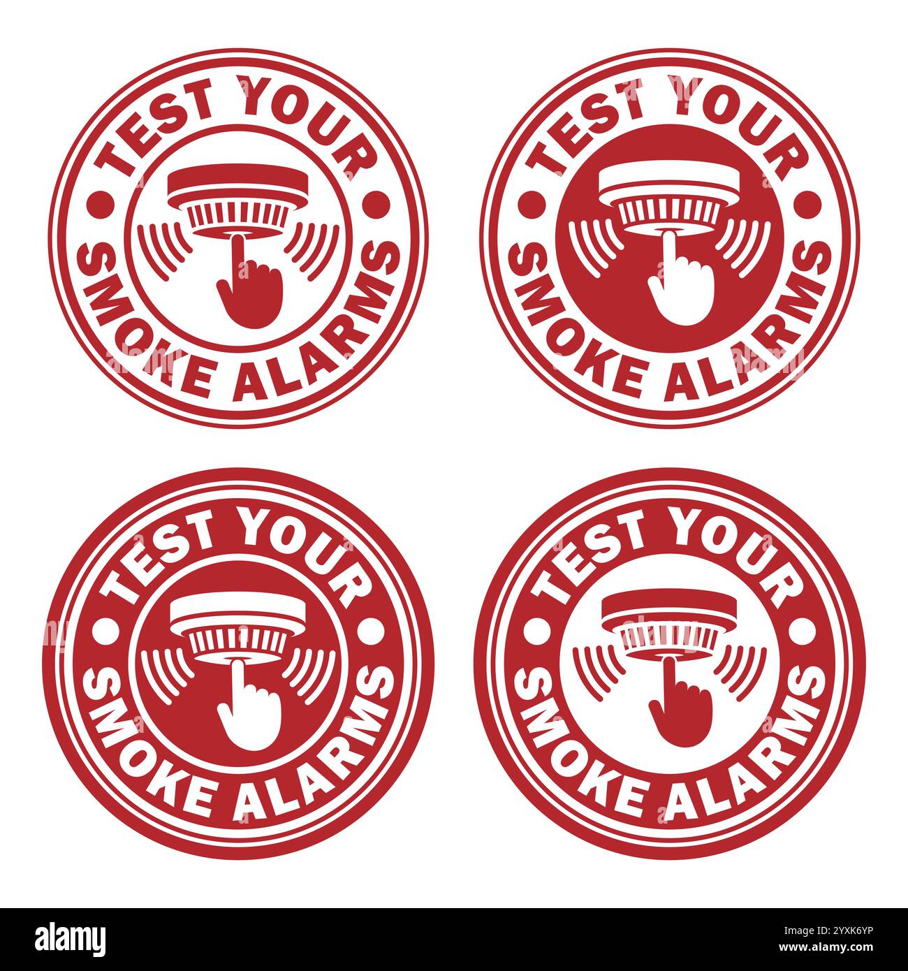 Test your smoke alarms. Smoke detector icon symbol. Fire alarm logo ...