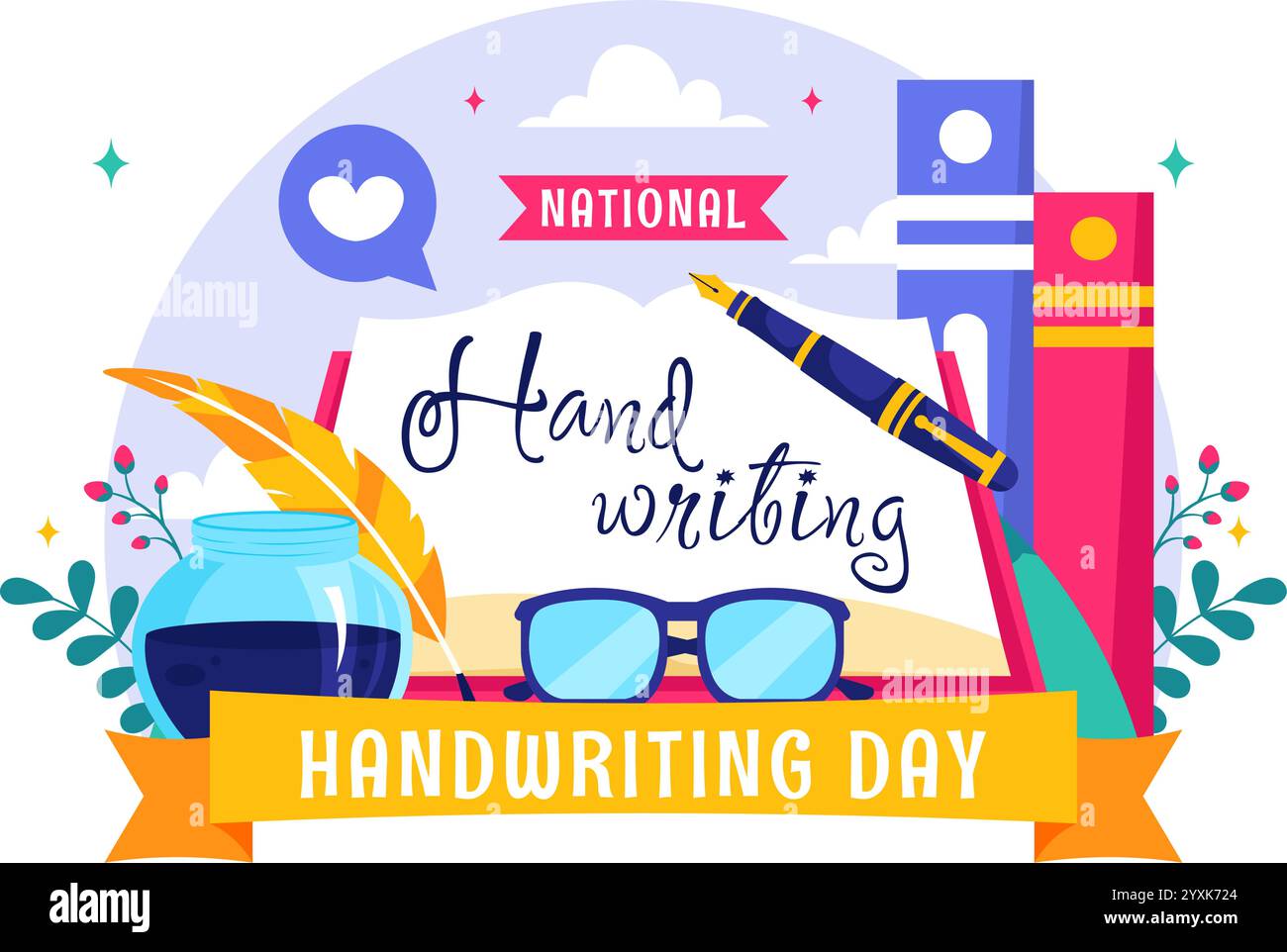 National Handwriting Day Vector Illustration on 23 January featuring ...