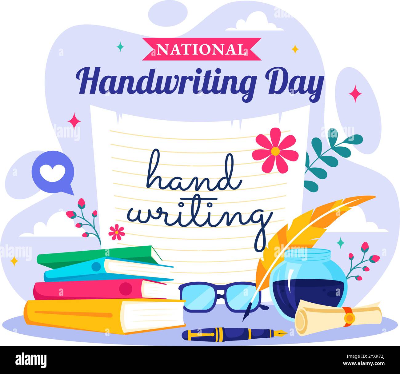 National Handwriting Day Vector Illustration on 23 January featuring ...