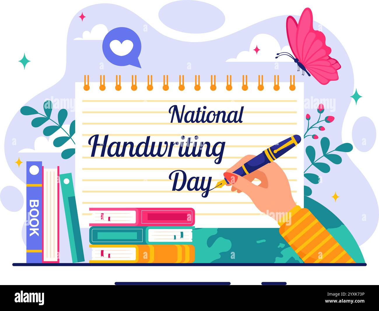 National Handwriting Day Vector Illustration on 23 January featuring ...