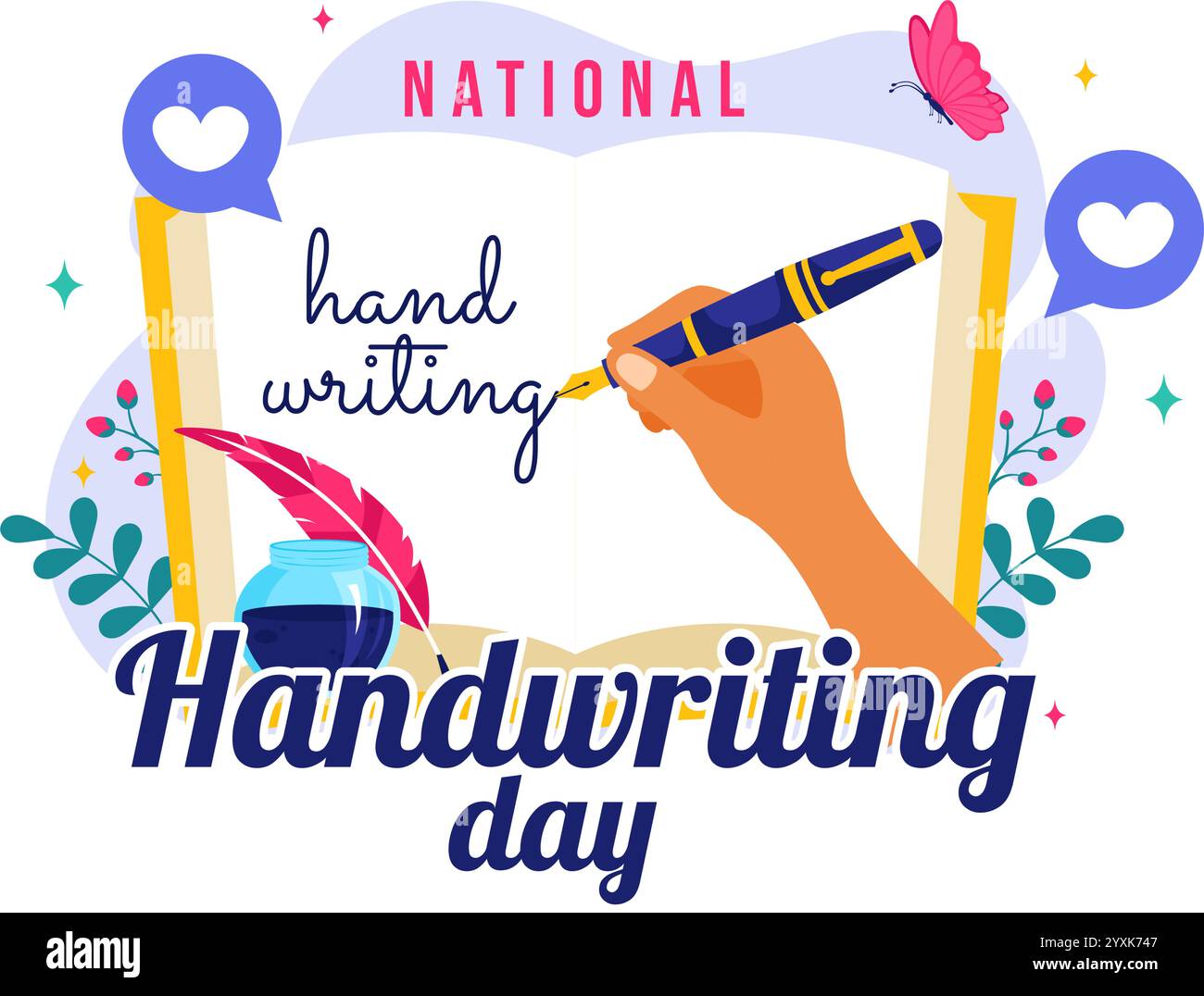 National Handwriting Day Vector Illustration on 23 January featuring ...
