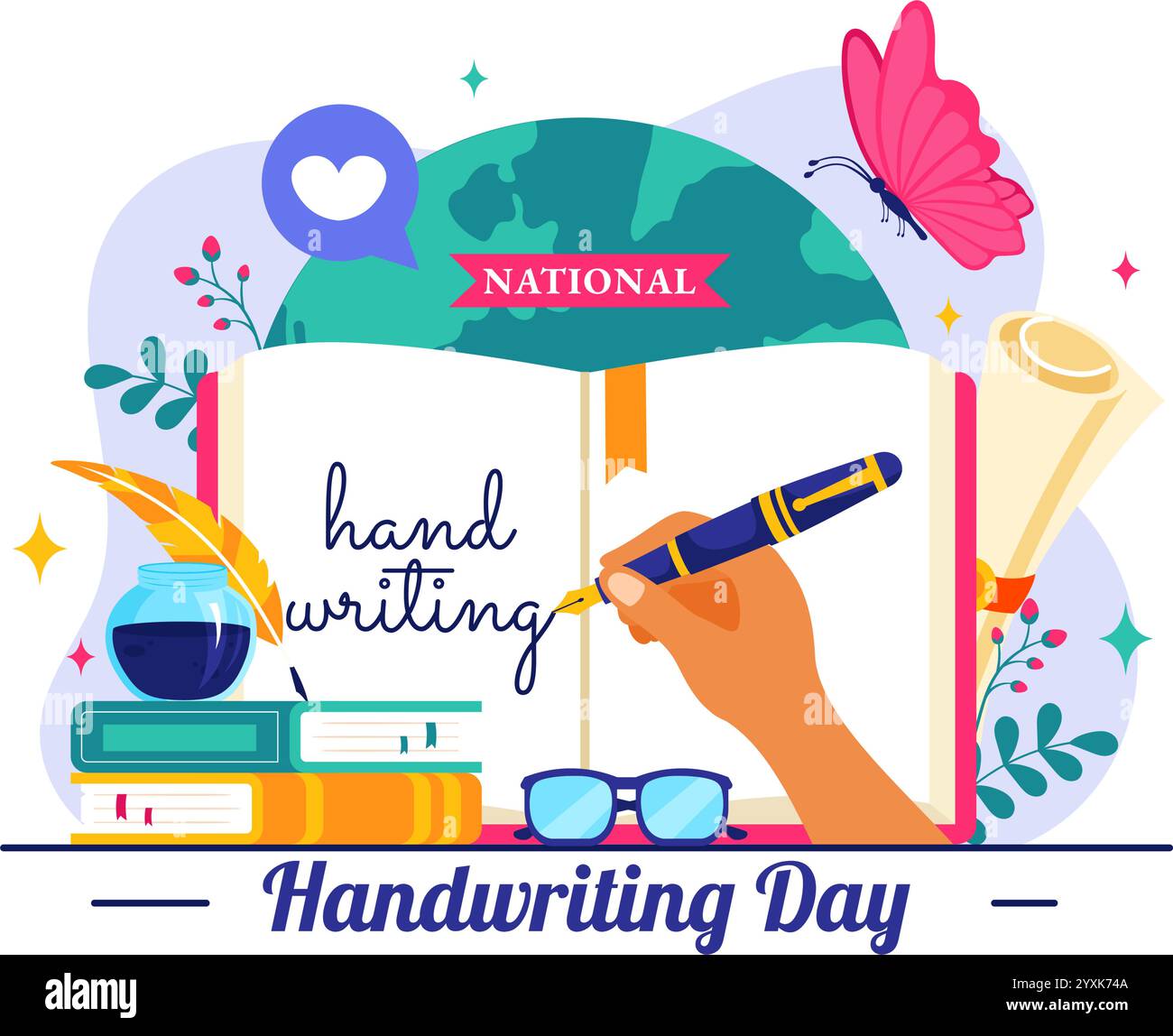 National Handwriting Day Vector Illustration on 23 January featuring ...