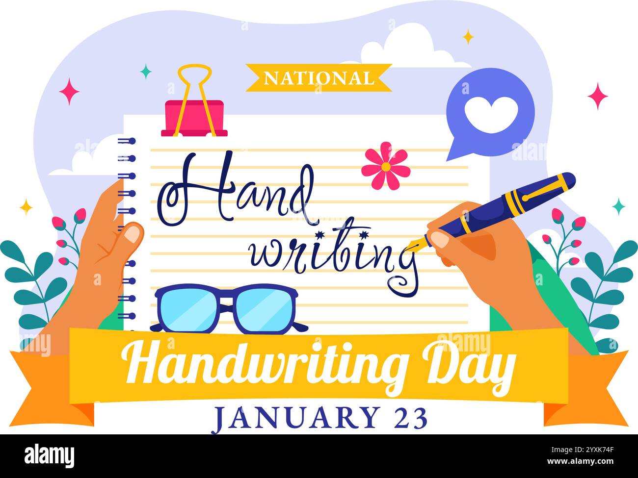 National Handwriting Day Vector Illustration on 23 January featuring ...