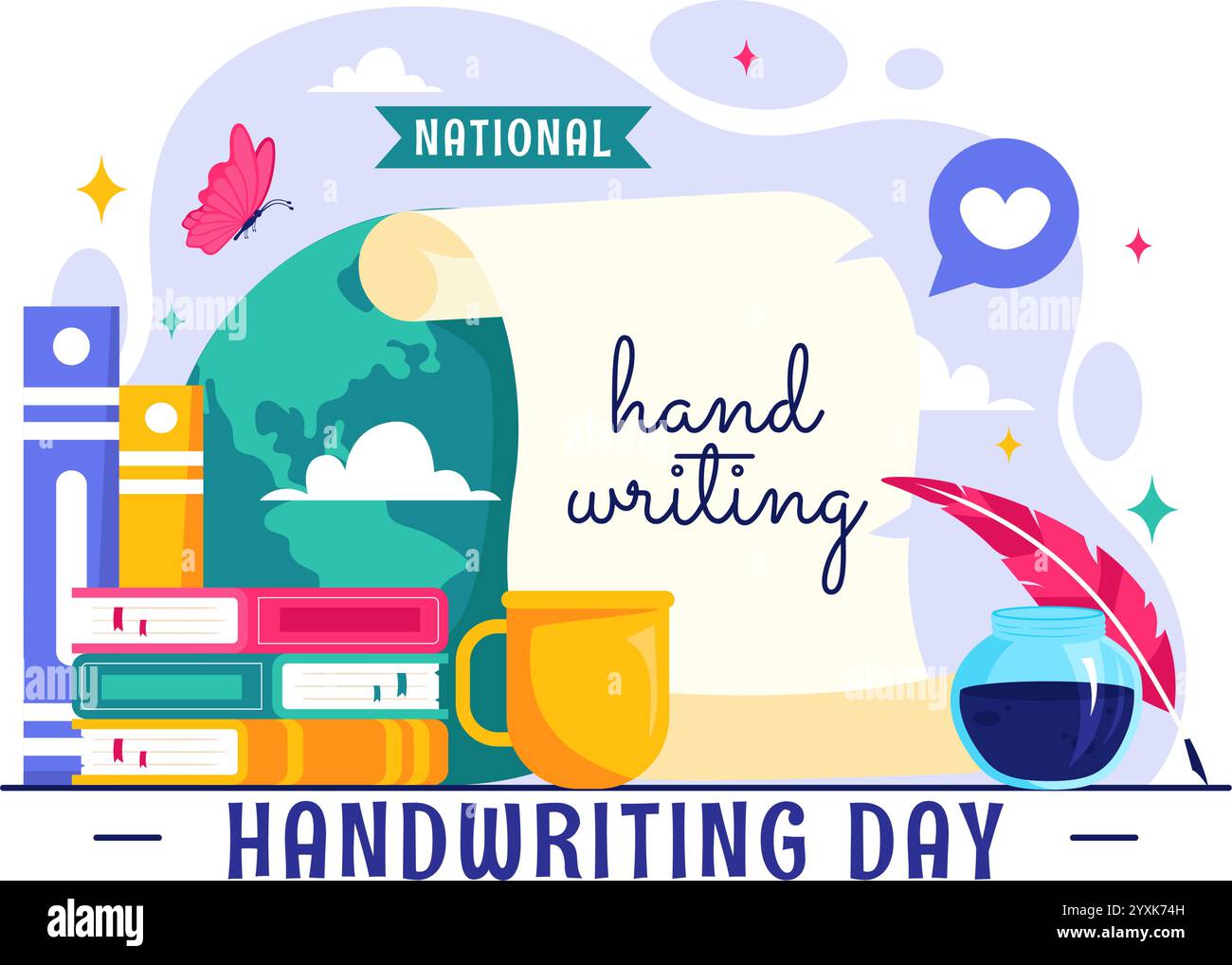 National Handwriting Day Vector Illustration on 23 January featuring ...