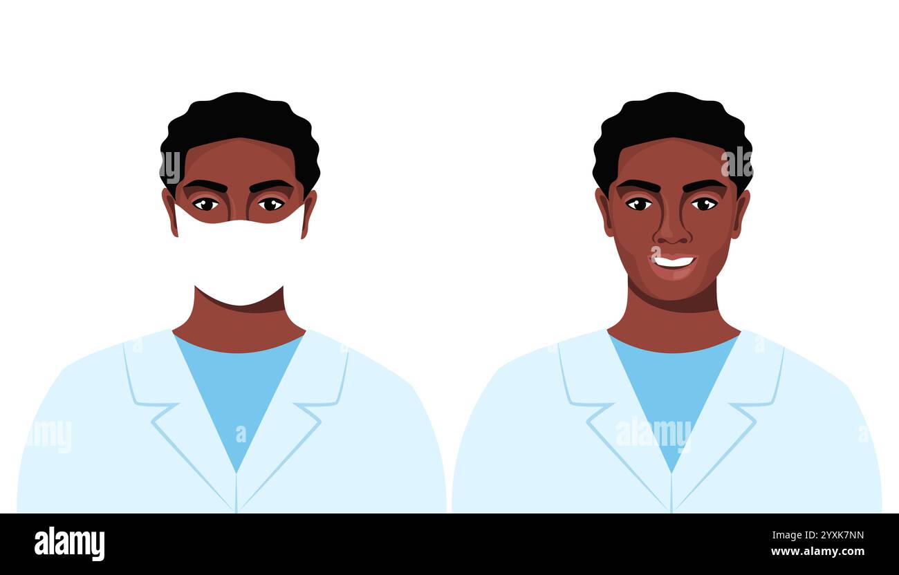 Black Man, doctor or nurse portrait in medical robe, who is wearing ...