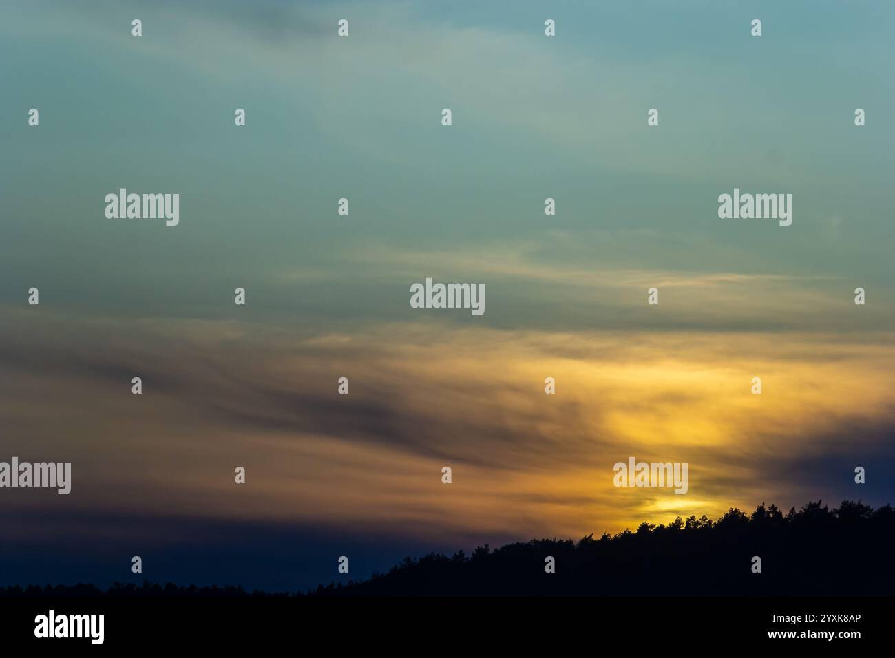 Horizon panorama and dramatic twilight sky and cloud sunset background ...