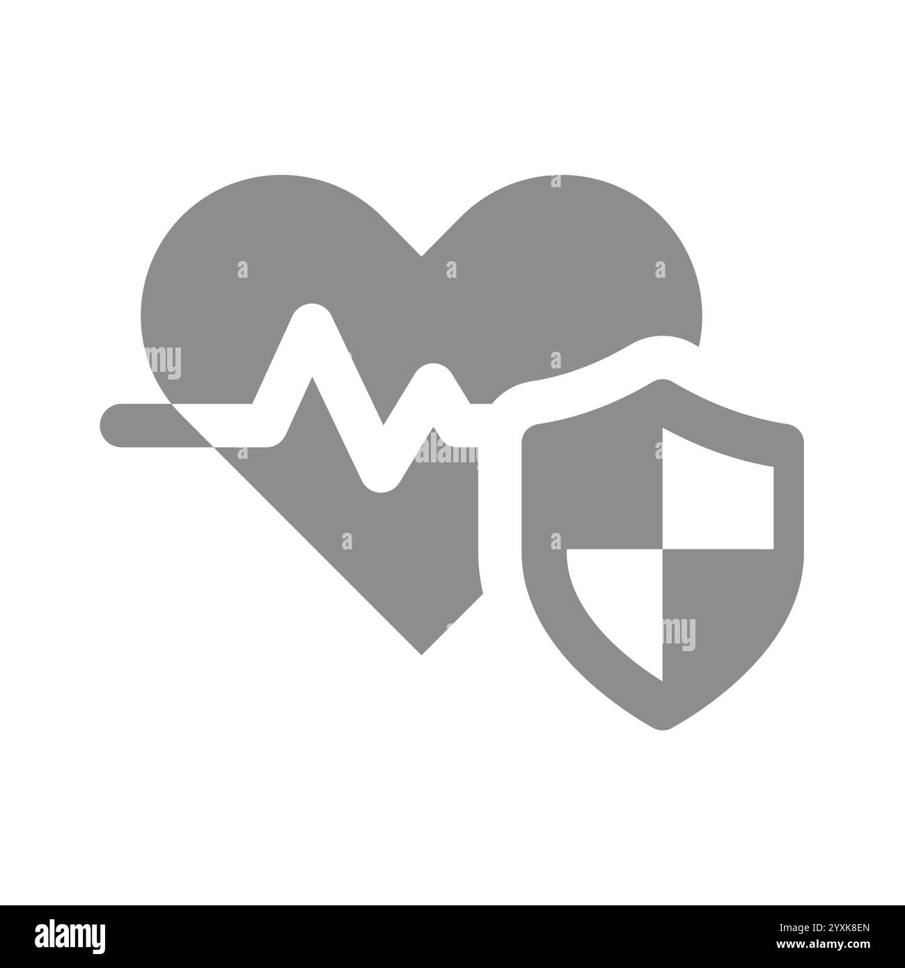 Heart healthcare with shield. Protected healthy heart vector icon Stock ...