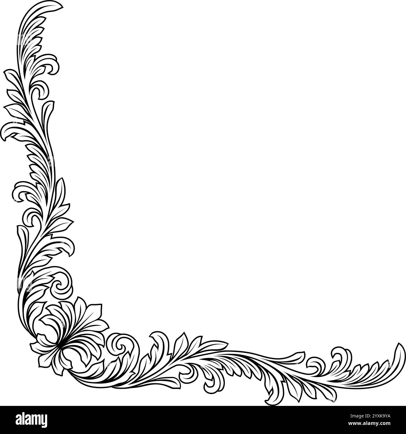 Filigree Crest Corner Motif Floral Pattern Frame Stock Vector Image ...