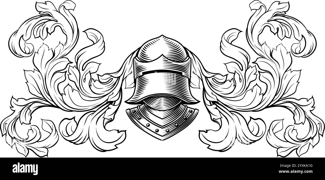 Coat of Arms Crest Knight Helmet Heraldry Design Stock Vector Image ...