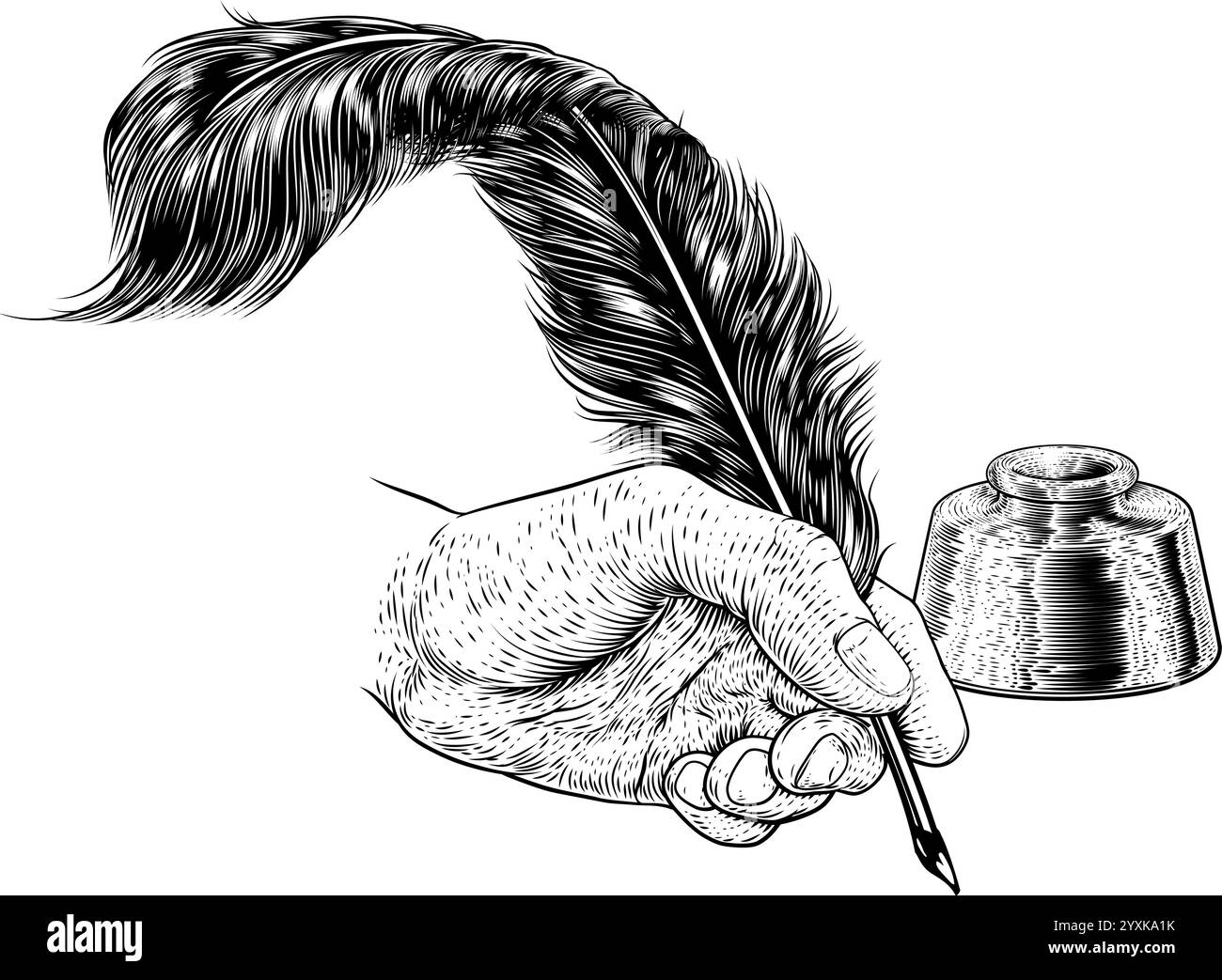 Hand with quill etch hi-res stock photography and images - Alamy