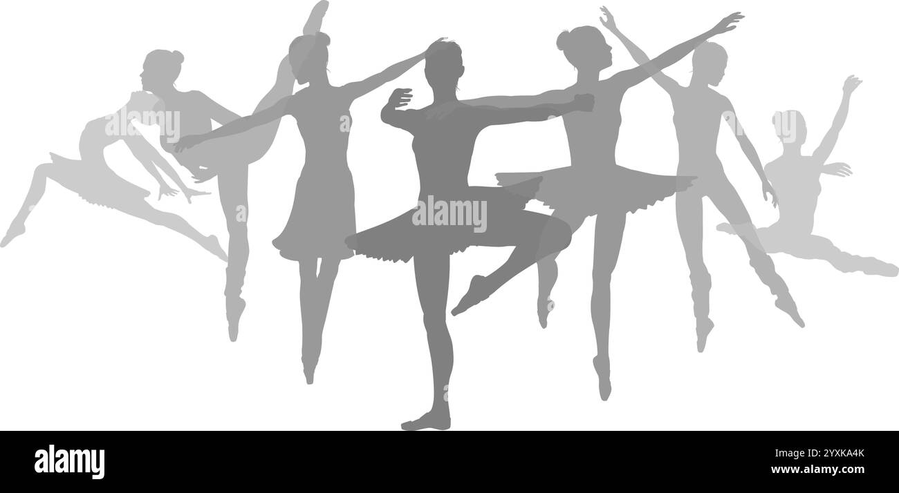 Ballet Dancer Silhouette Dancers Poses Silhouettes Stock Vector Image ...