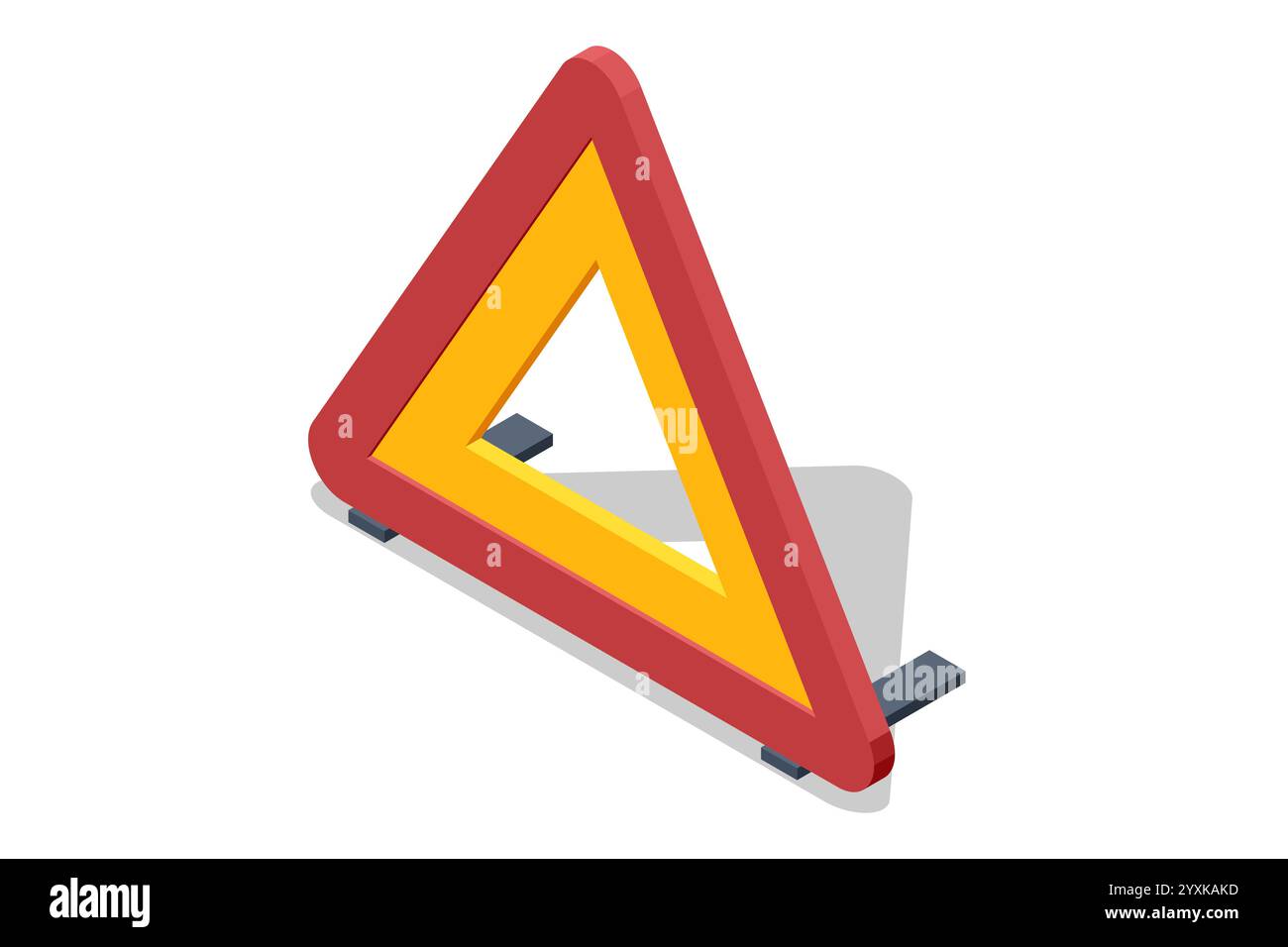 Isometric warning triangle for vehicle emergencies. The reflective red ...