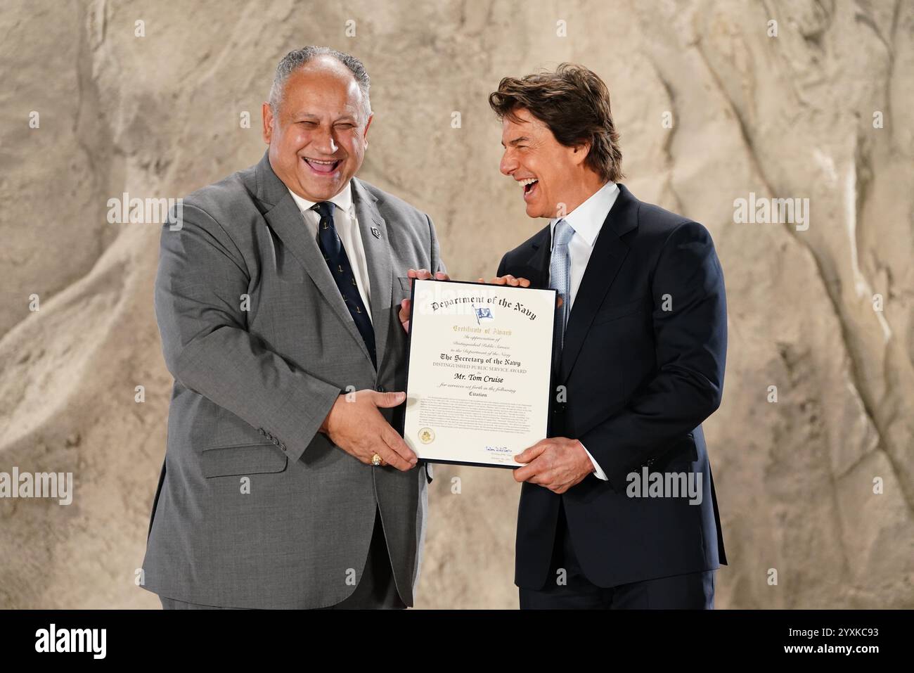 Actor Tom Cruise is presented with the US Navy Distinguished Public ...