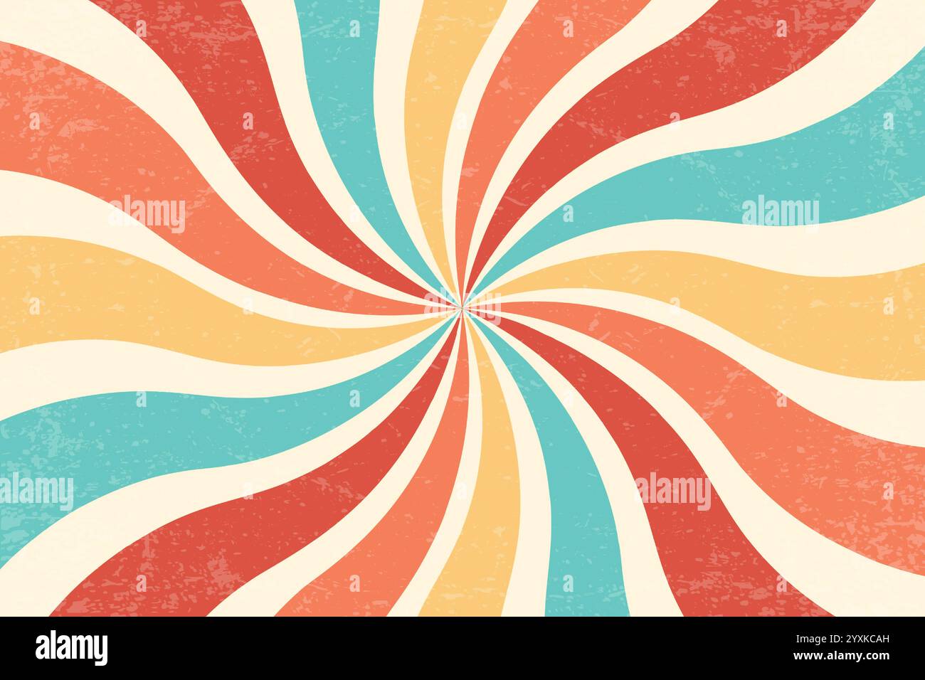 Spiral retro pattern background. Swirl groovy vector sun rays. Psychedelic radial burst with ...