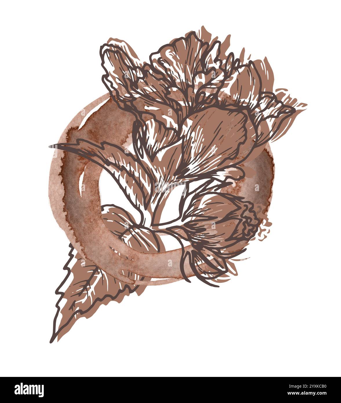 Floral arrangement in the 2025 color of the year Mocha Mousse. Hand ...