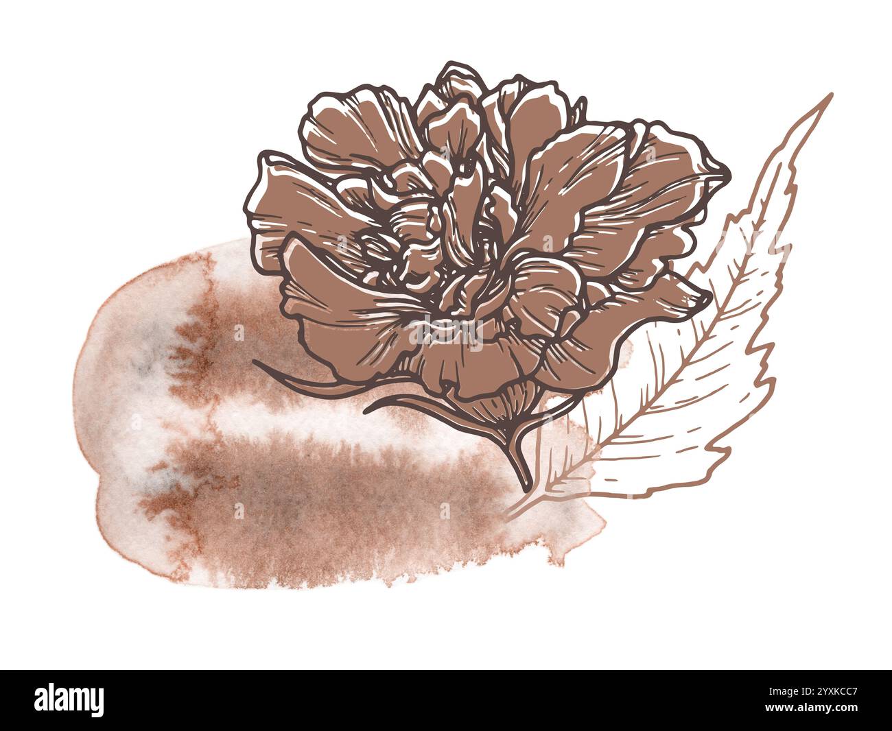 Floral arrangement in the 2025 color of the year Mocha Mousse. Hand ...