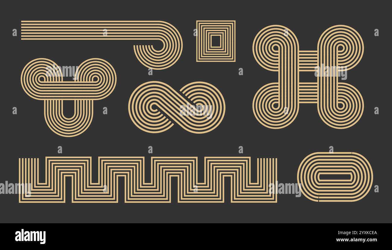 Zen arch, geometric lines abstract contemporary shapes. Set modern ...