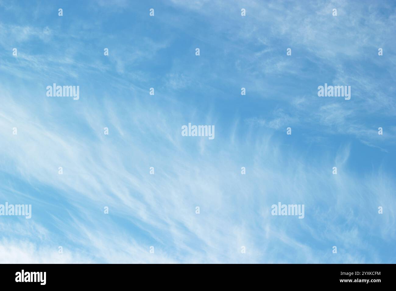 Uniform background of blue sky and cirrus cloud patterns Stock Photo ...