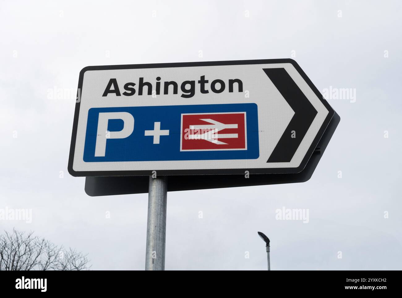 Park and ride sign outside the newly opened Ashington rail station ...
