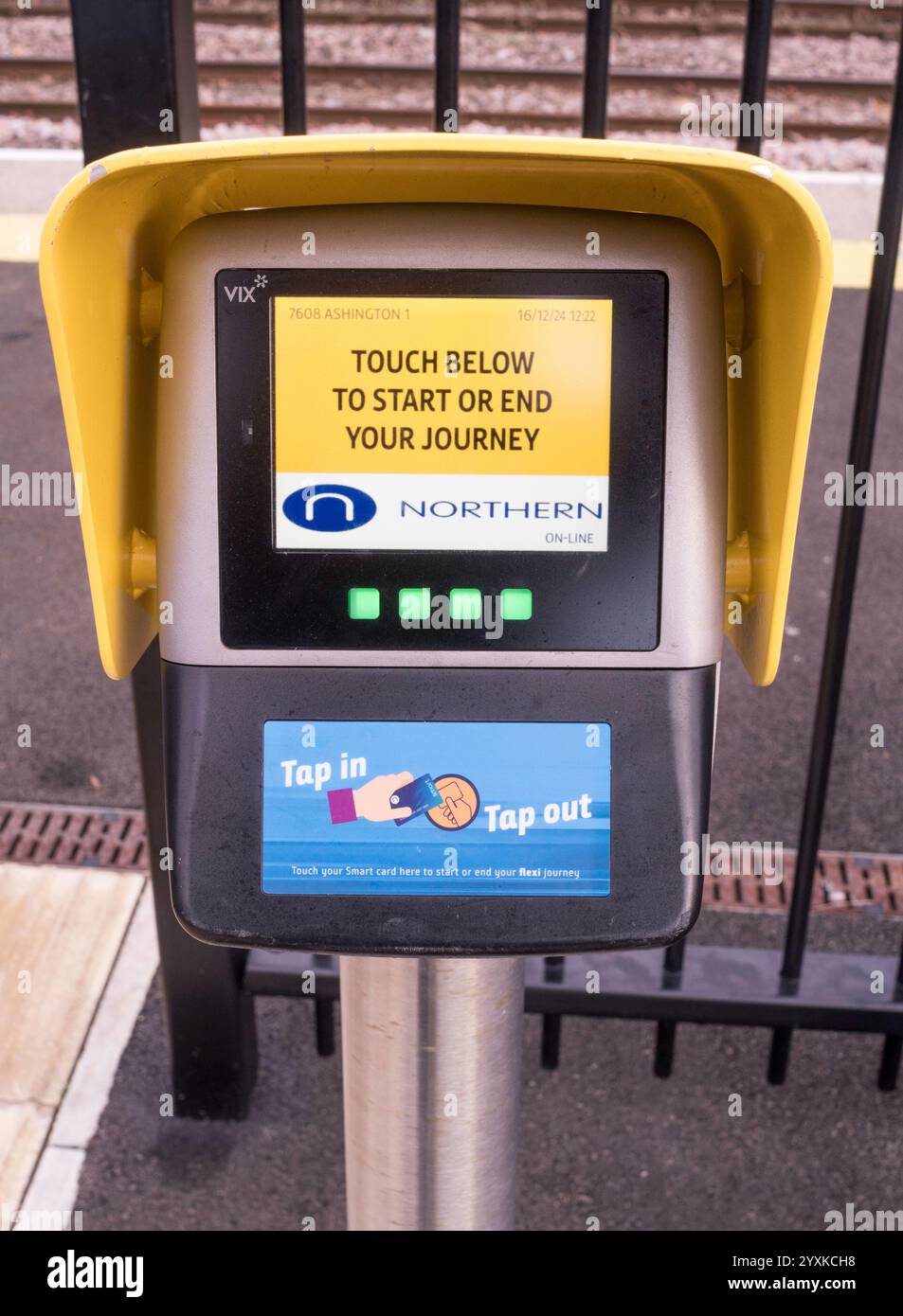 A Northern Rail tap in tap out contactless card reader on Ashington ...