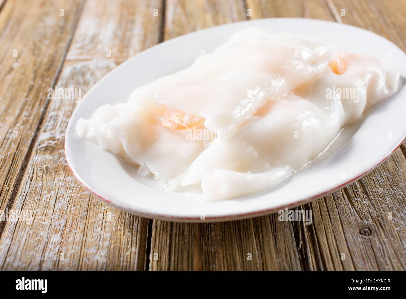 A view of a type of Chinese dumpling known as shrimp rice rolls Stock ...