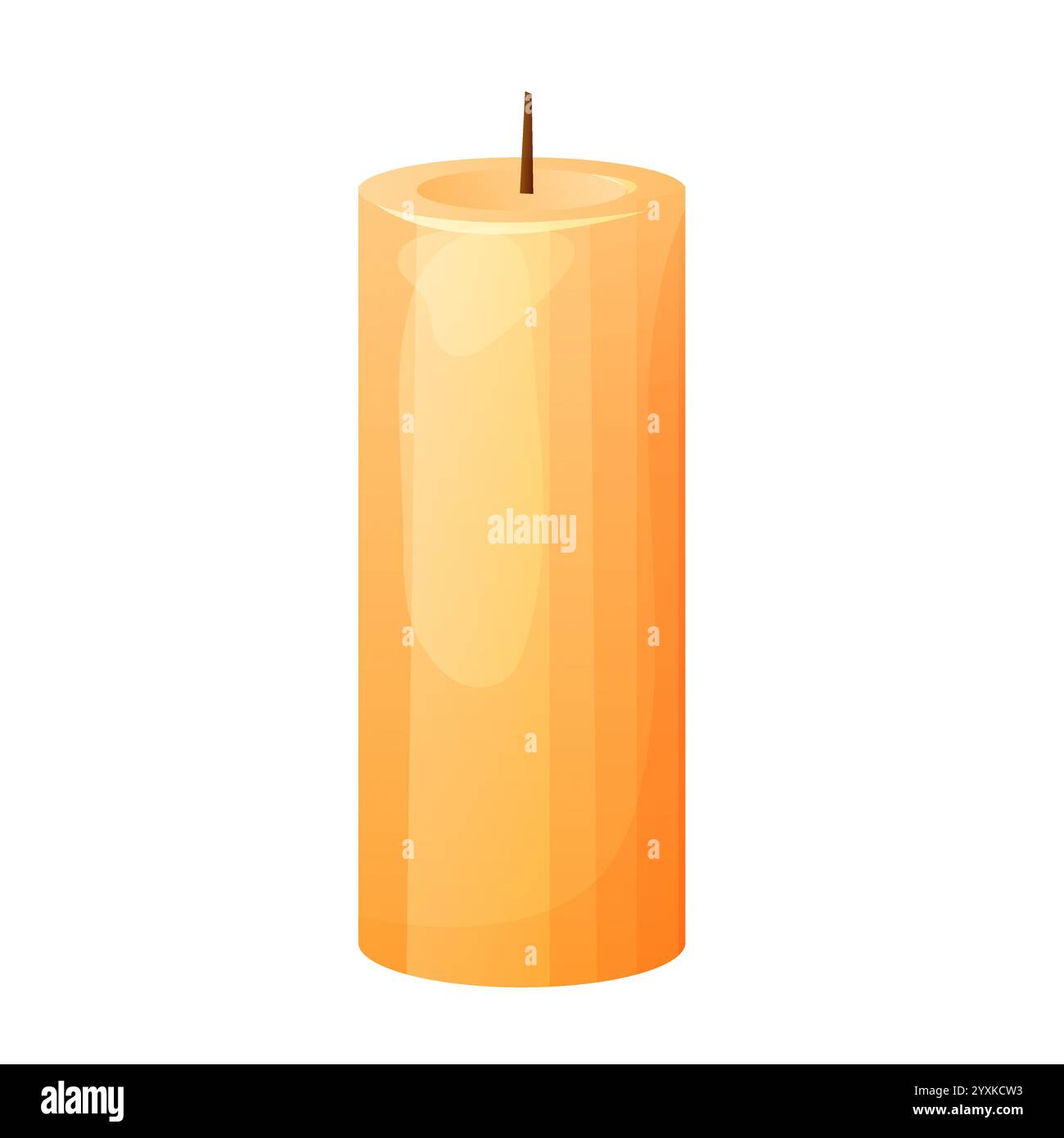 Wax candle with fire, flame isolated on white background. Soy wax white ...