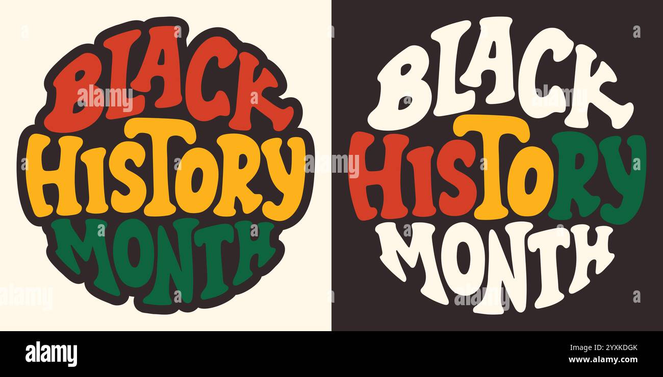 Black History Month groovy lettering. Design template for national ...