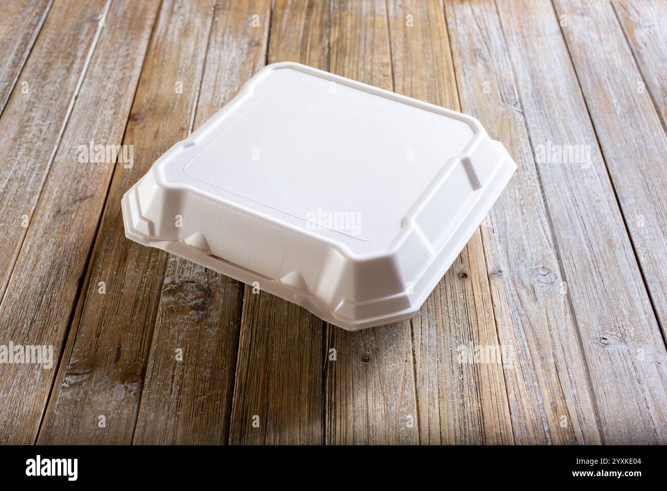 A view of a food styrofoam container on a table Stock Photo - Alamy