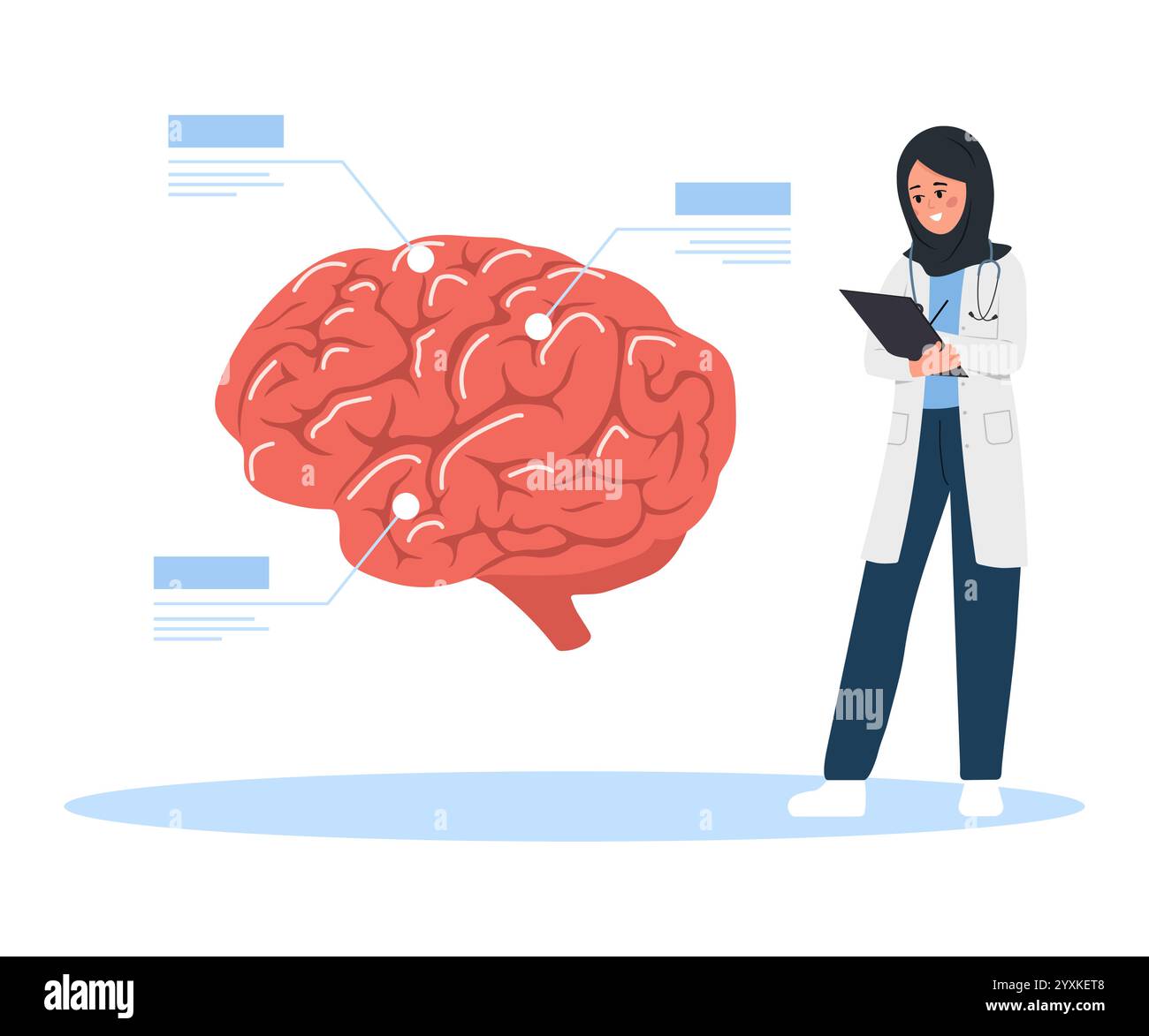 Neurologist concept. Arab Female doctor examine human brain. Anatomy and biology. Neurology or ...