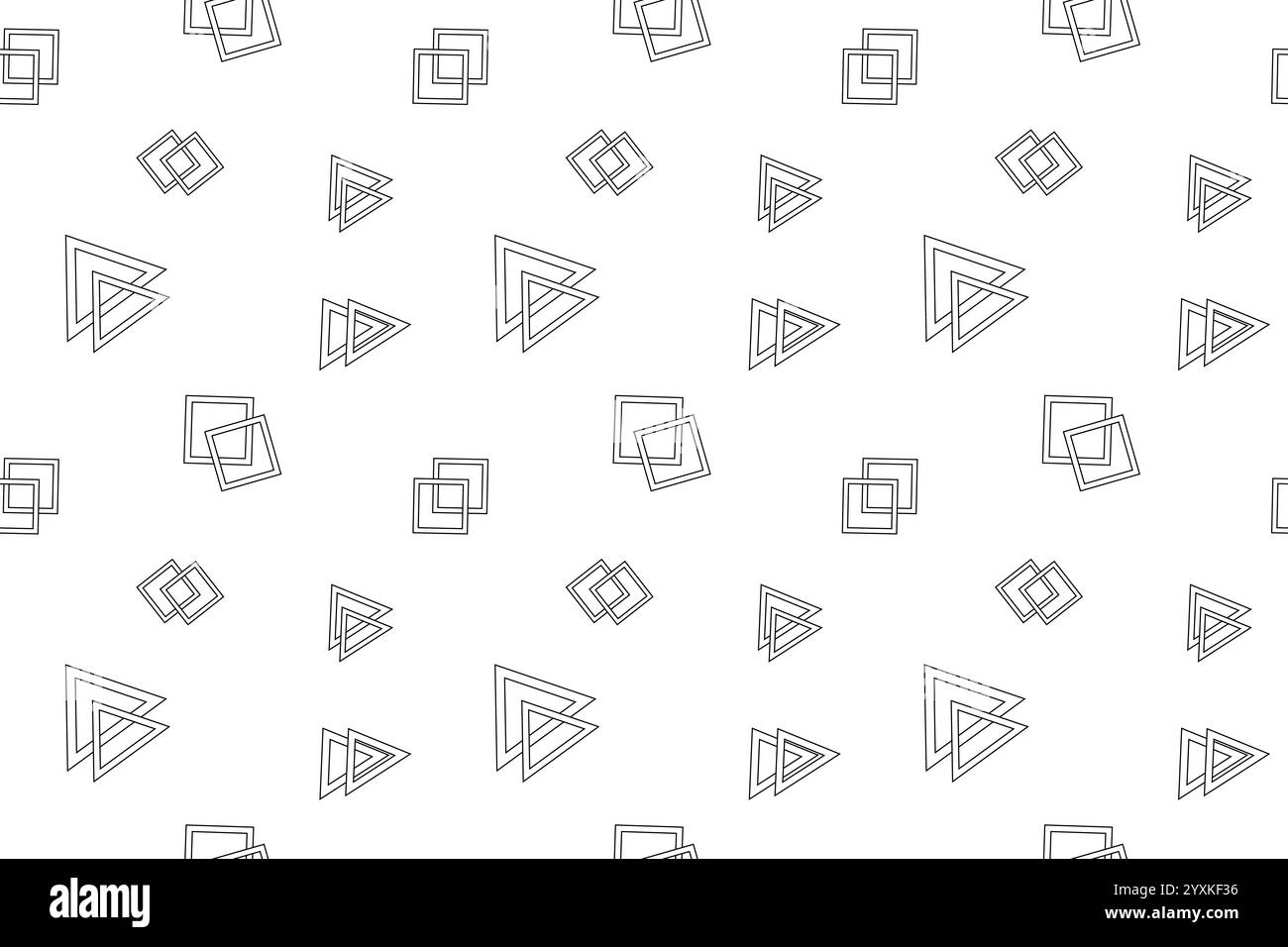 Seamless black and white pattern of hollow squares and triangles ...
