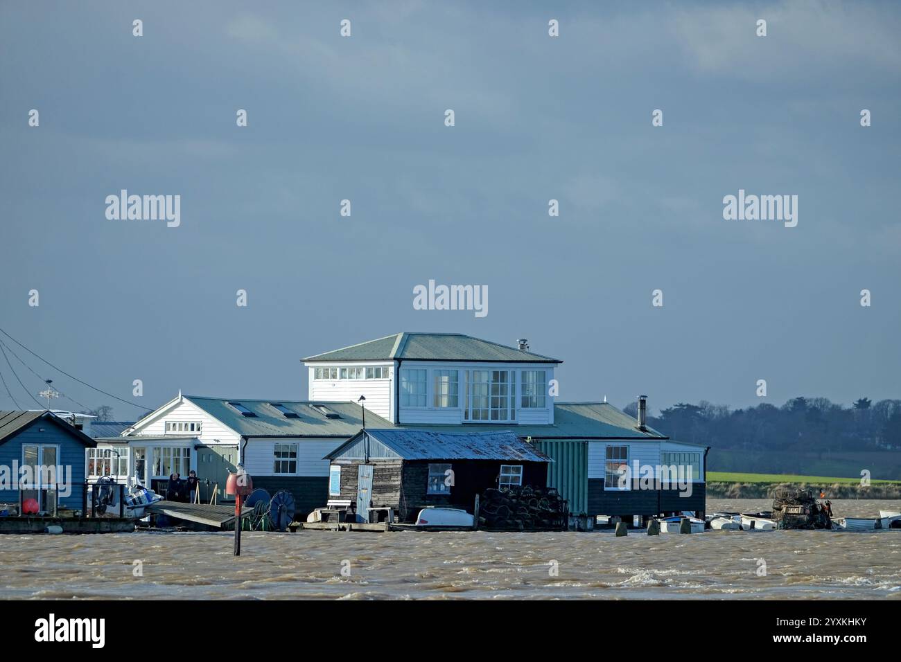 Spring high tide river Deben Felixstowe Ferry Suffolk Stock Photo - Alamy