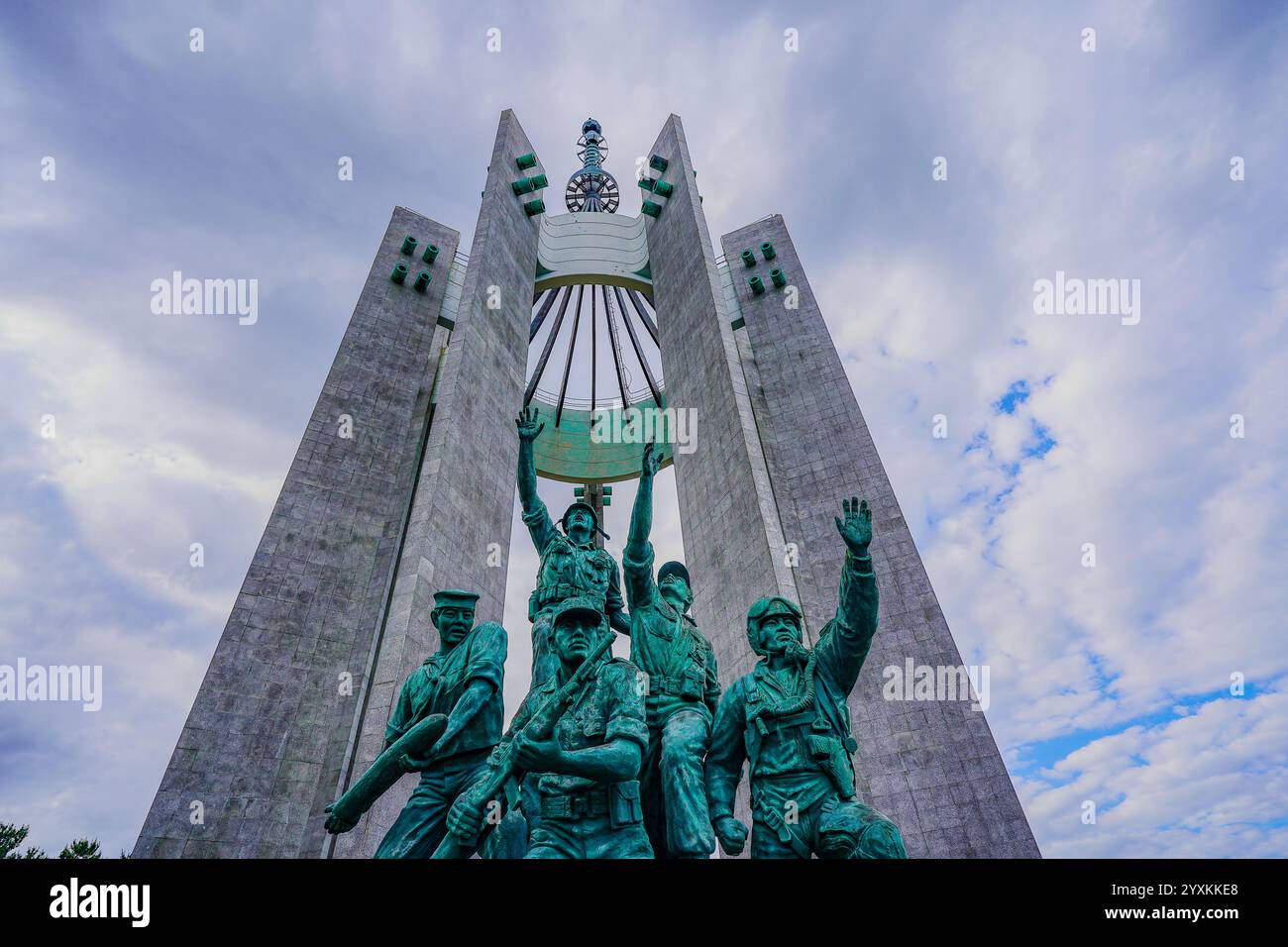 Memorial tower and statue in Busan, South Korea, honoring soldiers and ...