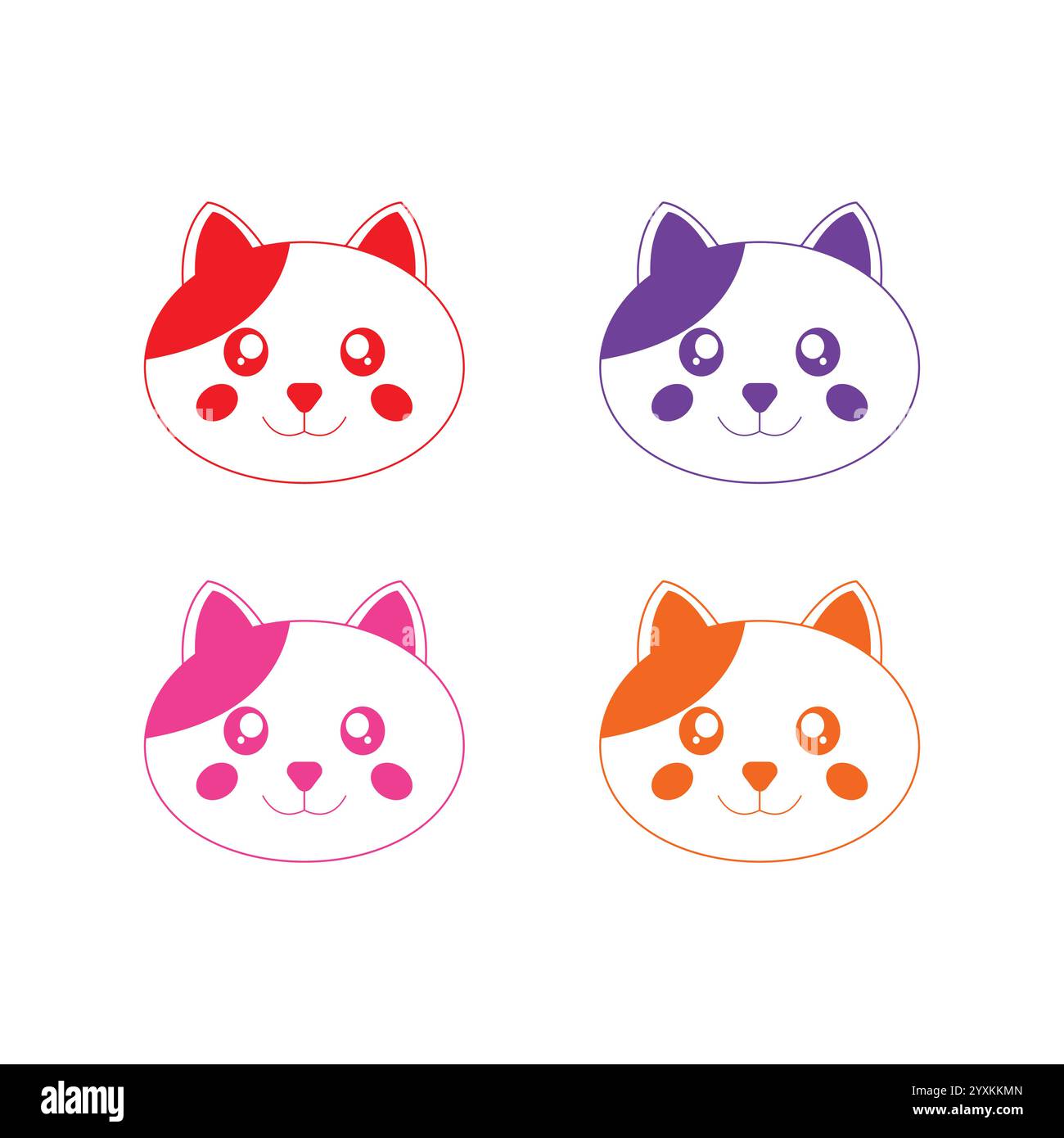 Cat face icon set, cute cat face Stock Vector Image & Art - Alamy
