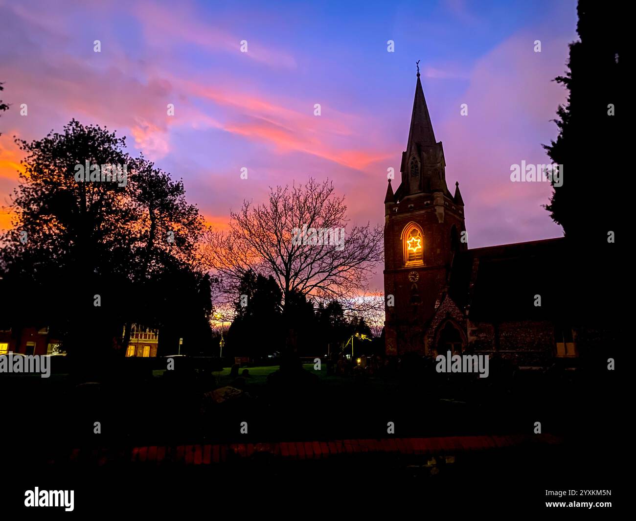 Dark silhouette church tower smartphone stock photos and images - Alamy