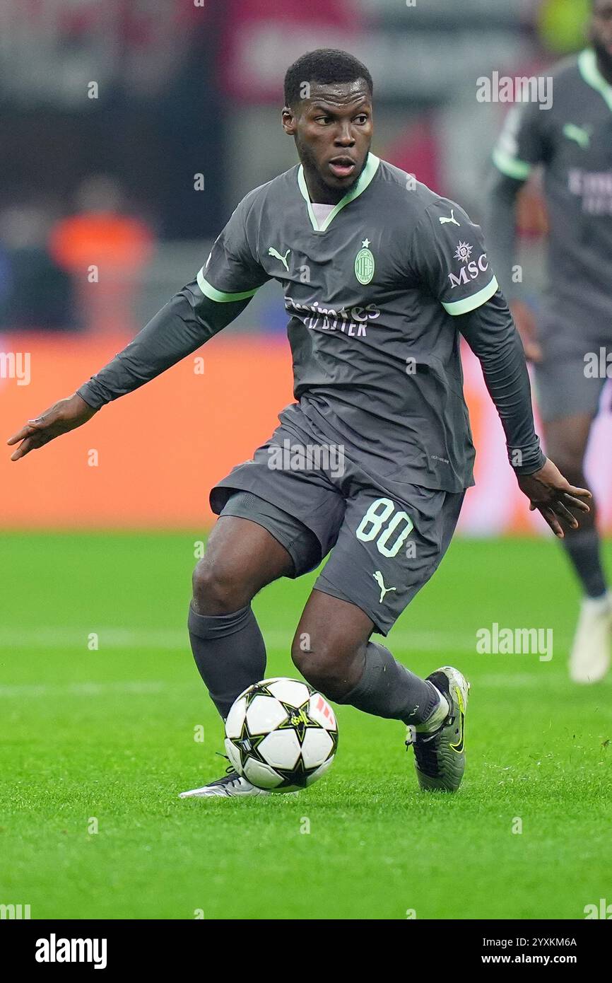 Milano, Italia. 11th Dec, 2024. AC Milan's Yunus Musah during the Uefa Champions League soccer ...