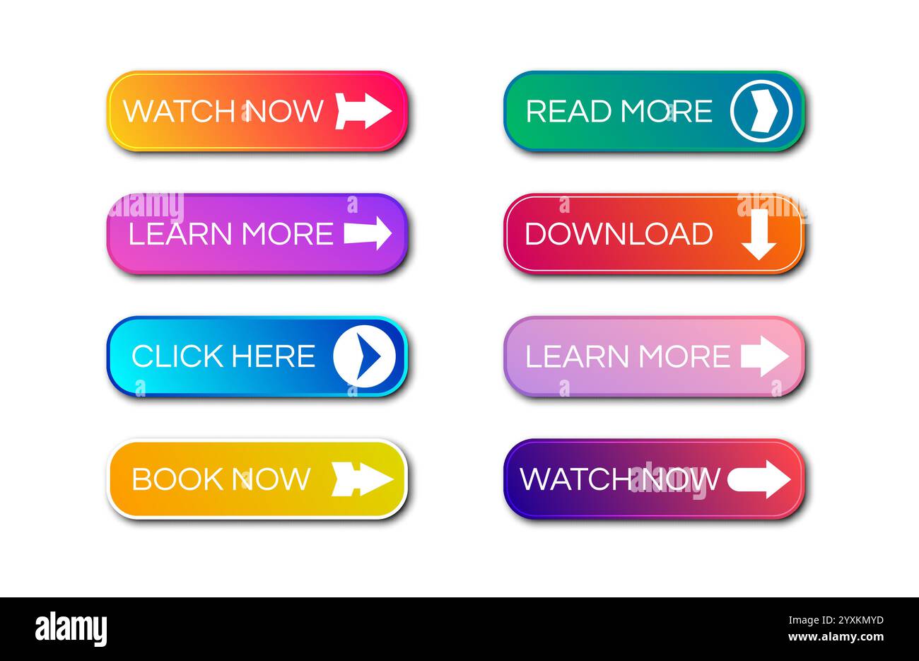Set of eight modern gradient buttons with shadows. Read more Buttons. Vector illustration Stock ...