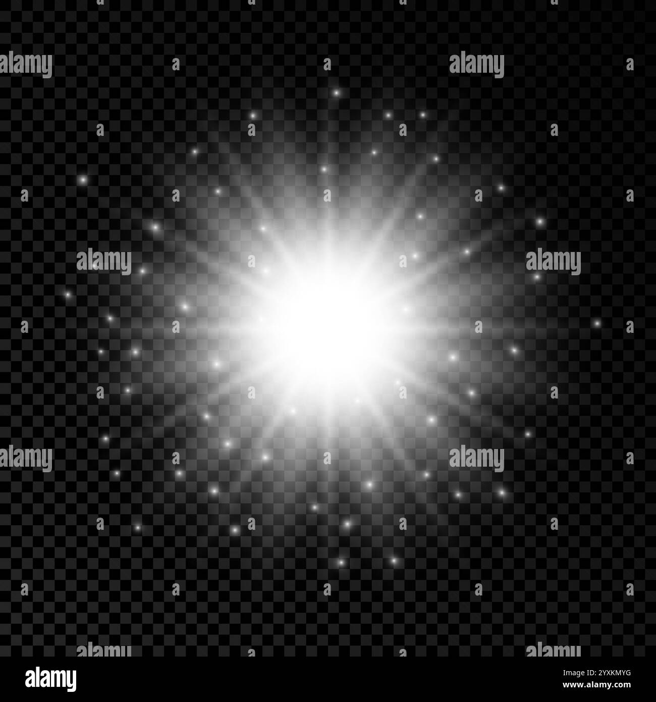 Light effect of lens flares. White glowing lights starburst effects with sparkles on a ...