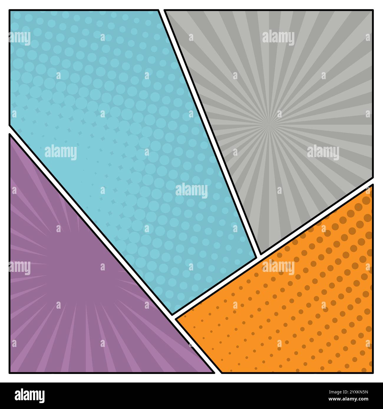 Colorful comic book page background in pop art style. Empty template ...