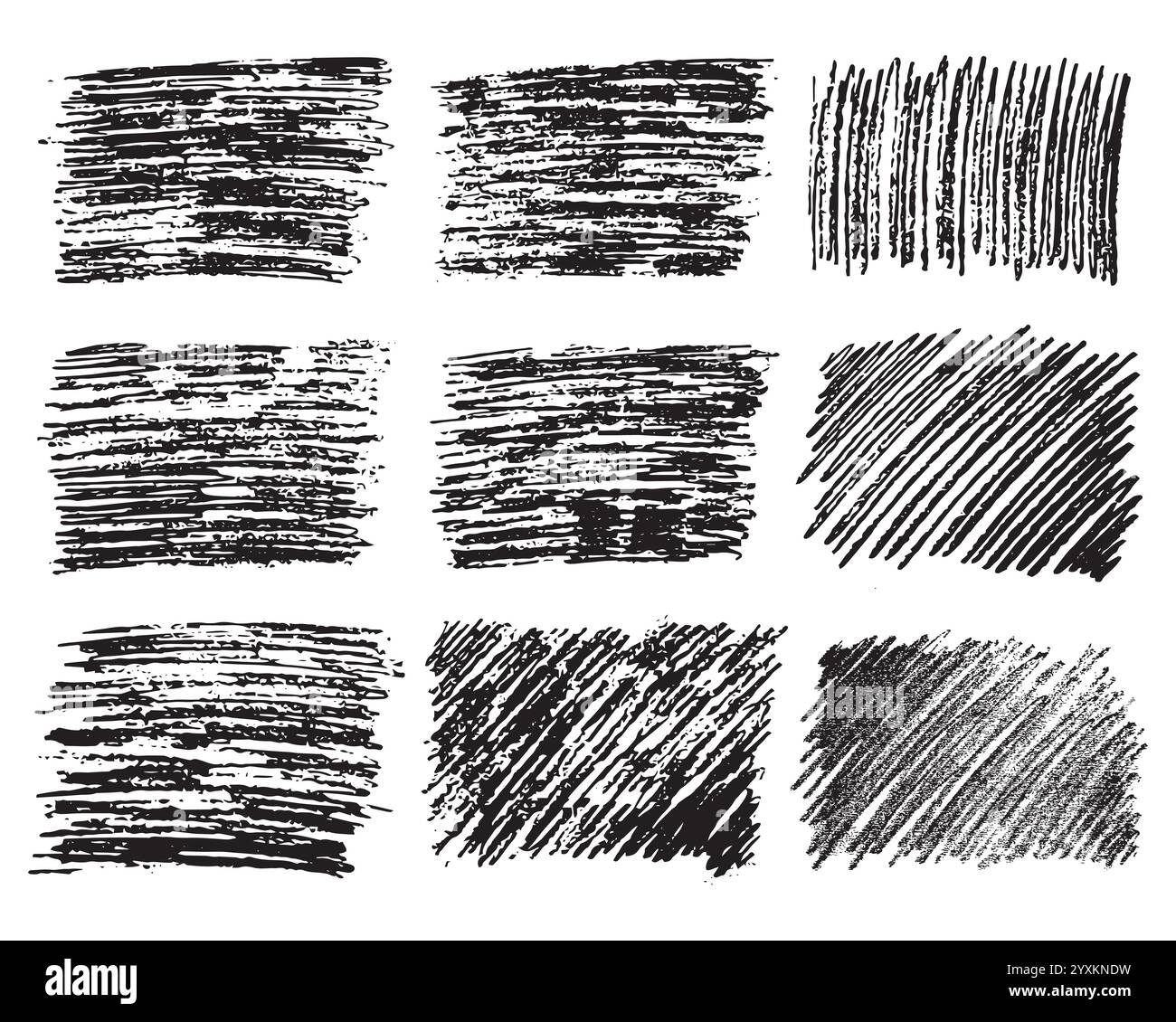 Set of nine Sketch Scribble Smear Rectangles. Hand drawn Pencil ...