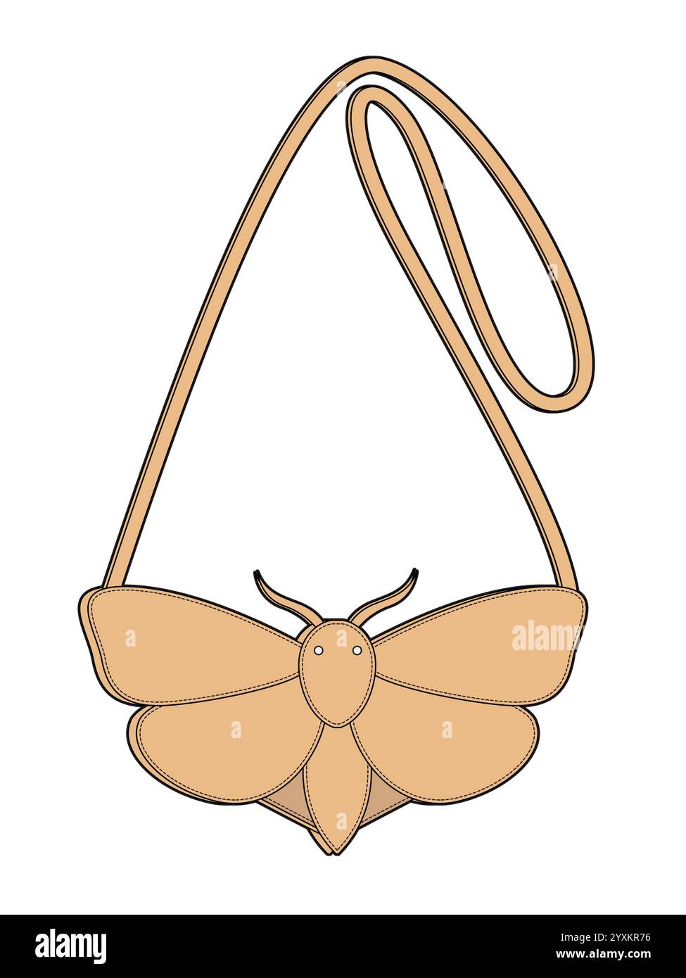 Butterfly crossbody bag technical drawing vector template Stock Vector ...