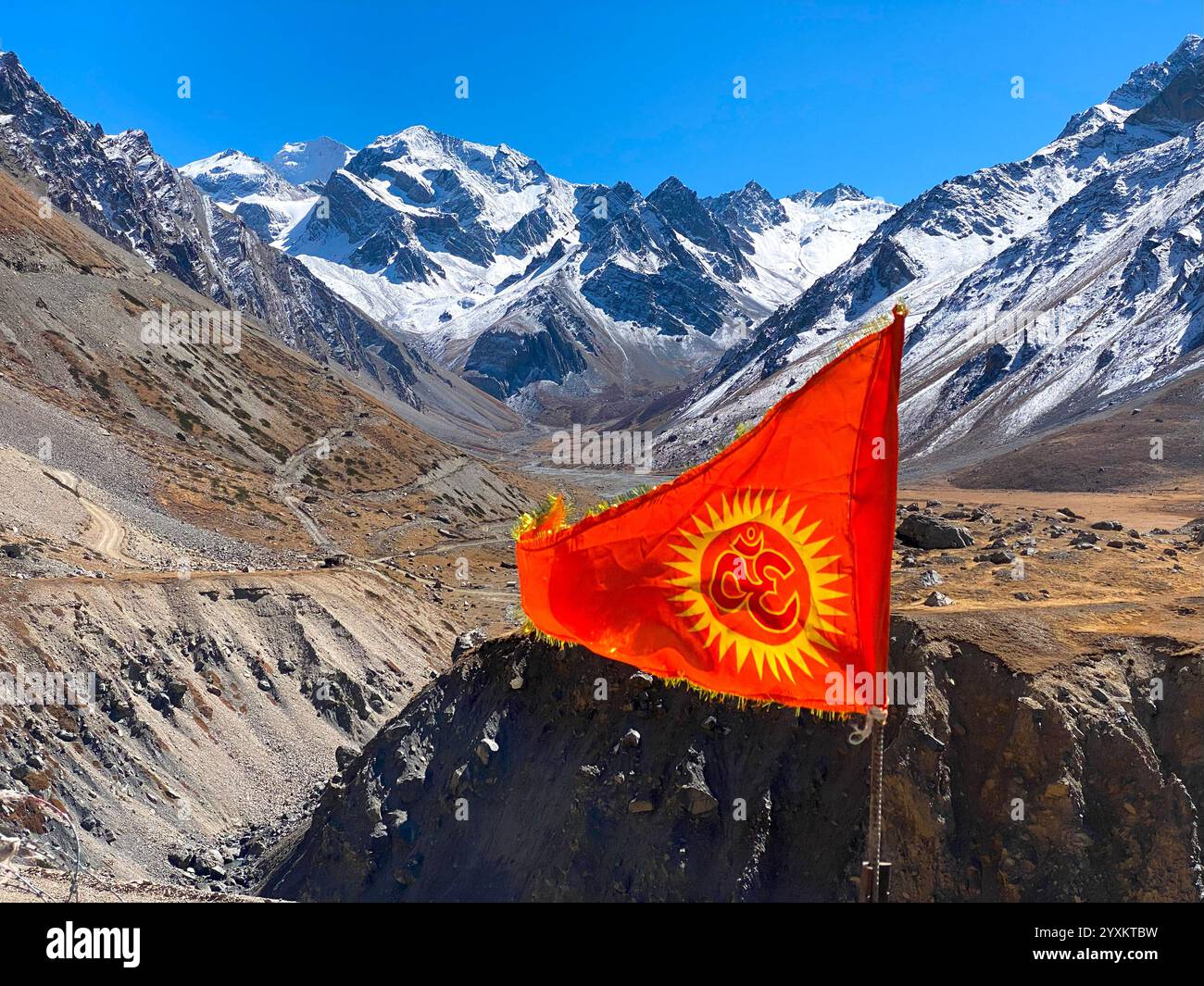 Om Parvat, a sacred peak in the Himalayas, in Uttarakhand, India Stock ...