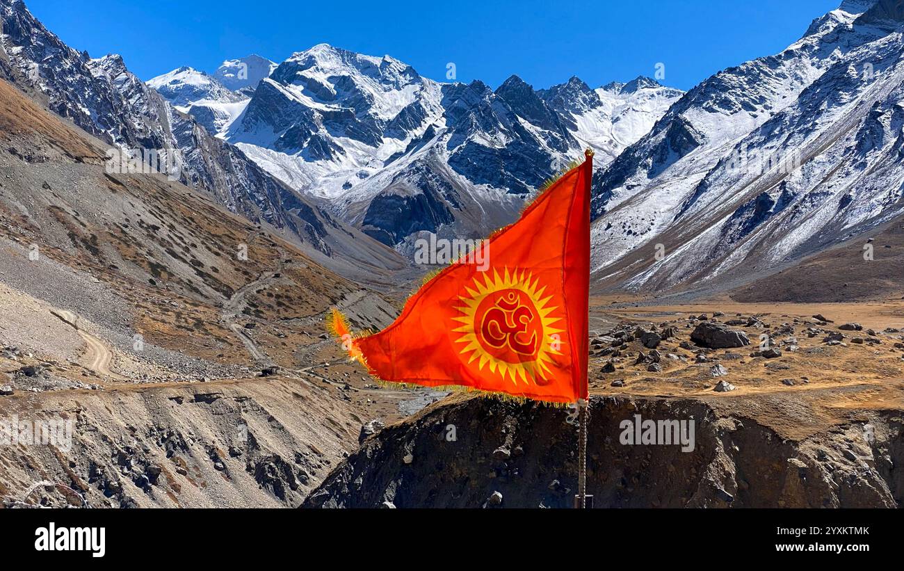 Om Parvat, a sacred peak in the Himalayas, in Uttarakhand, India Stock ...