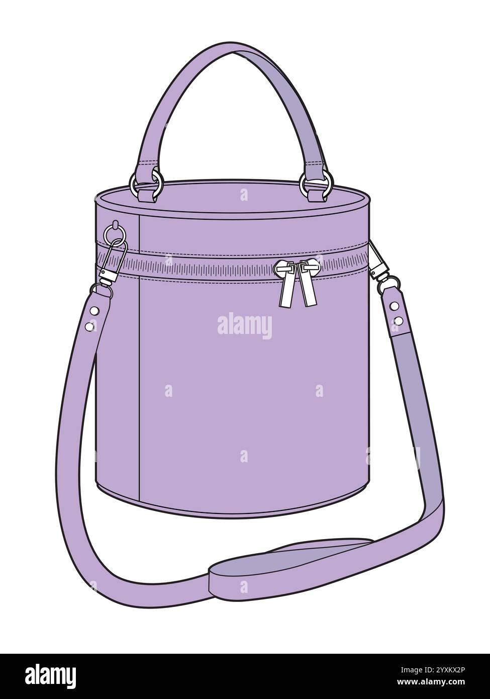 Round box bag flat sketch hi-res stock photography and images - Alamy